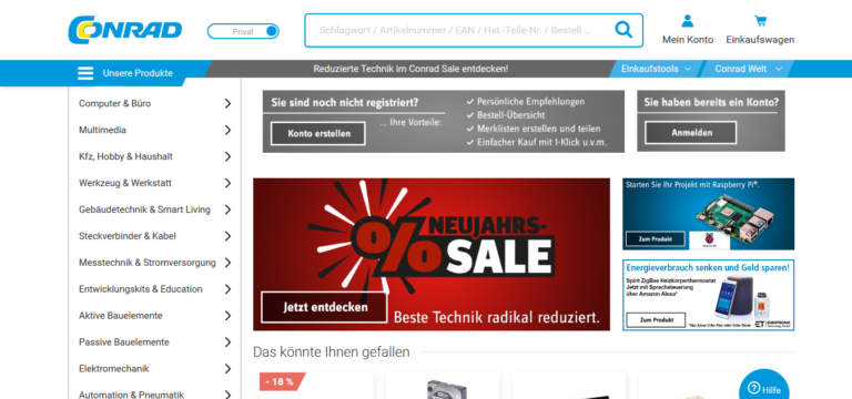 Conrad Electronic - 5,55 € Gutschein als Willkommensbonus - Tiefpreiswelt